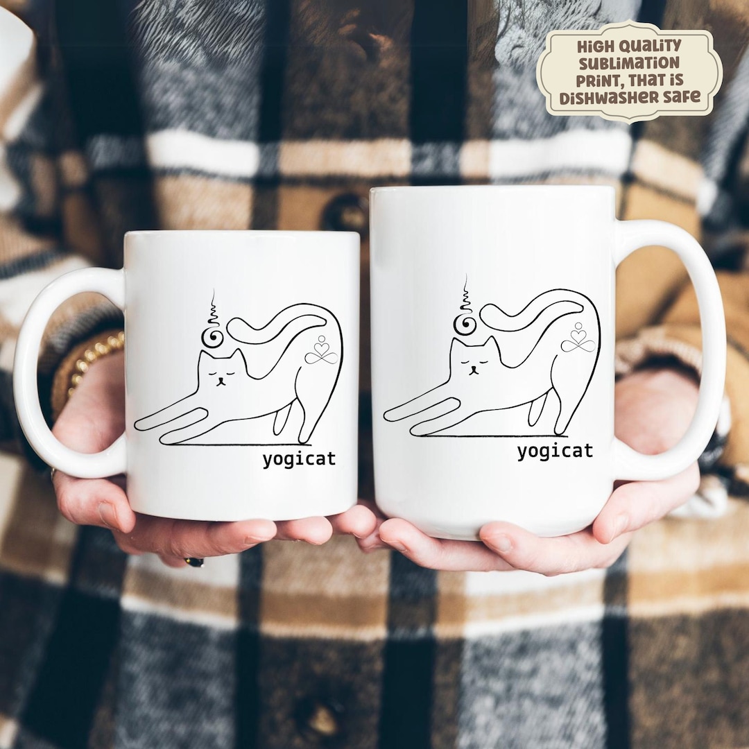 Punny Funny Cat Yoga Coffee Mug Gifts for Prenatal Yoga Ashtanga ...