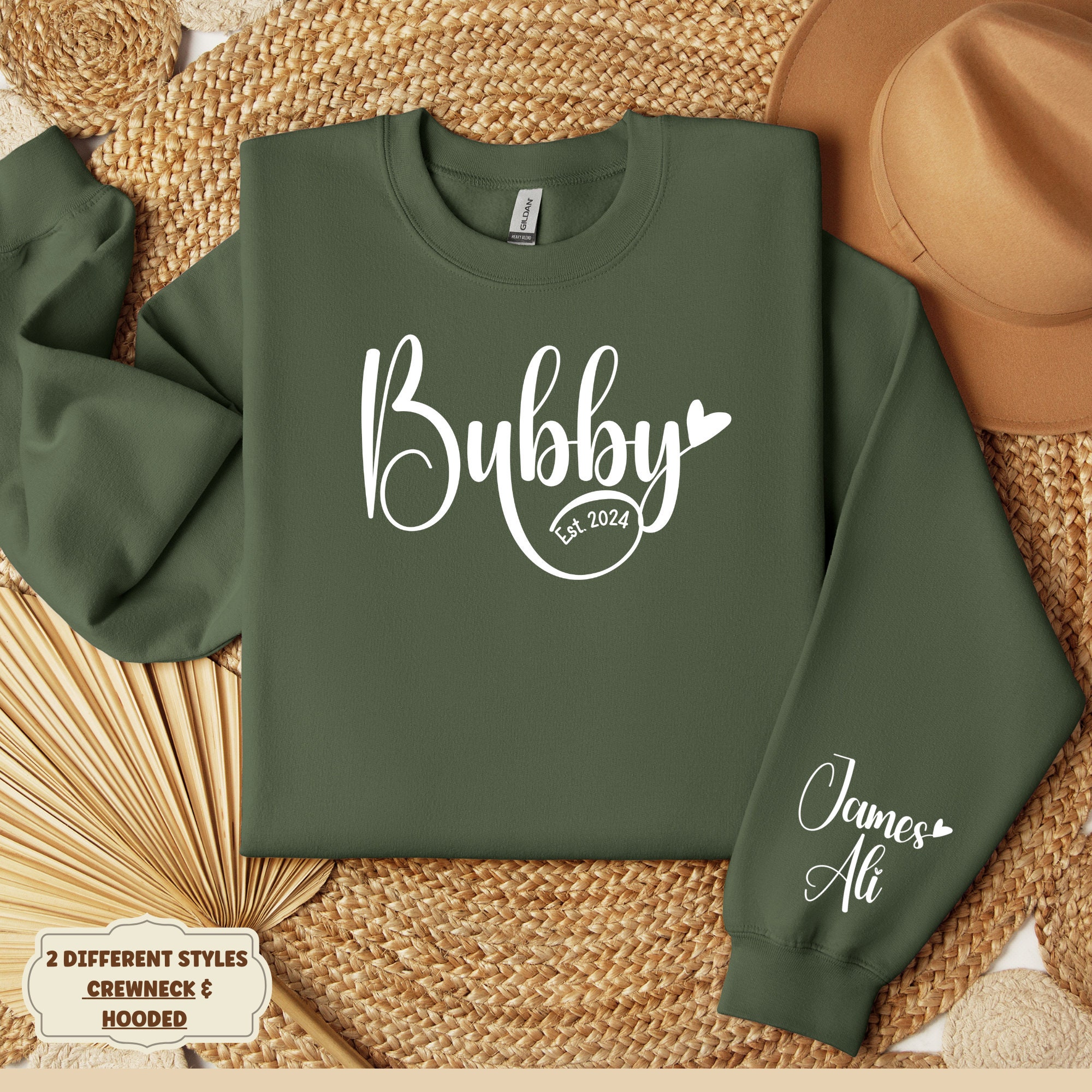Personalized Bubby Sweatshirt With Grandkids Names on Sleeve Gift for ...