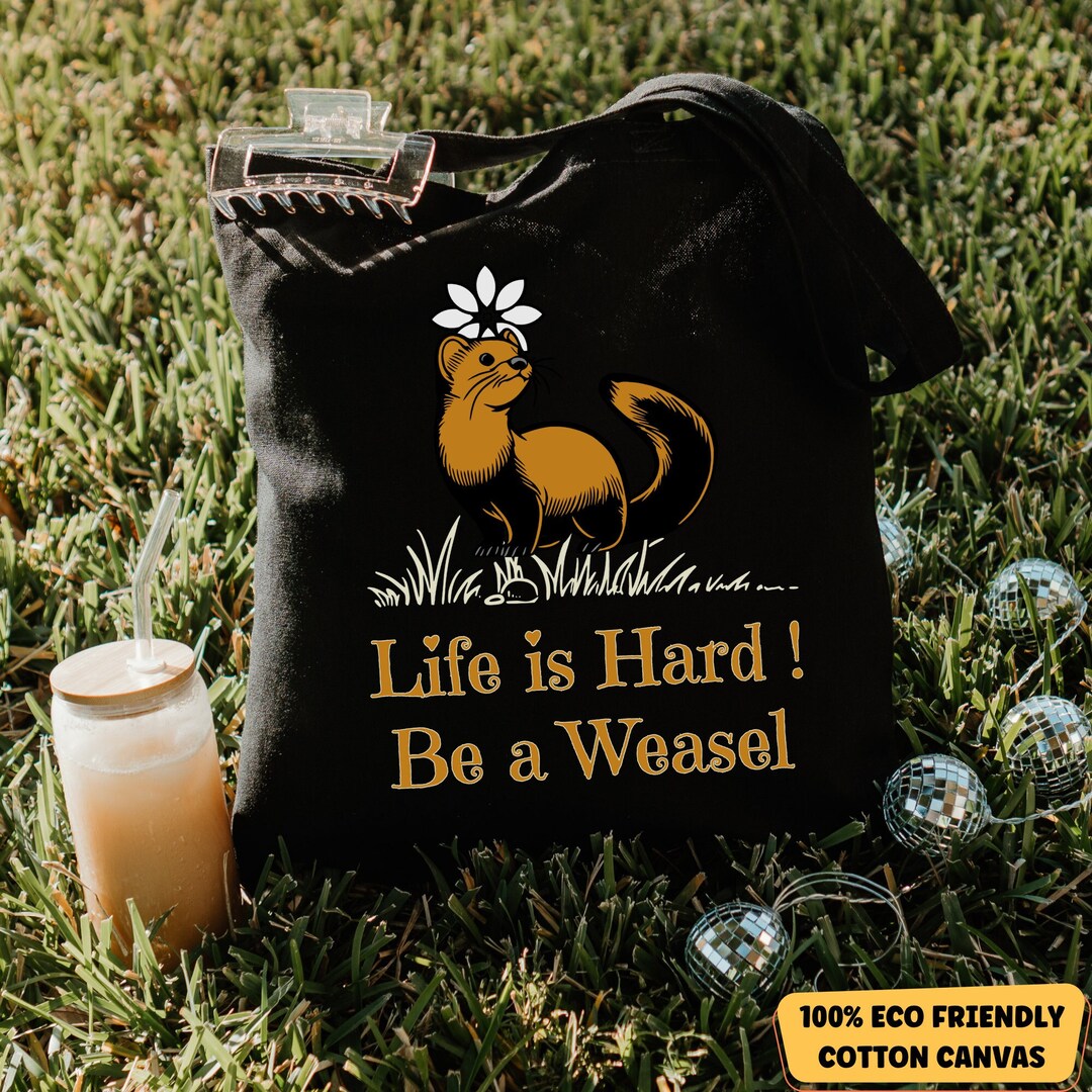 Funny Weasel Premium Canvas Tote Bag Gifts for Weasel Lover Cheeky ...