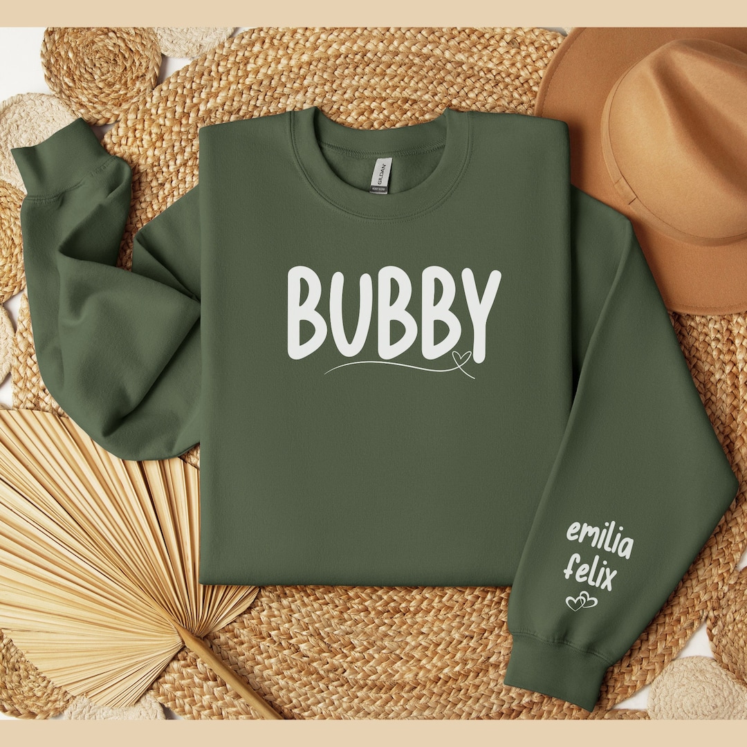 Personalized Bubby Sweatshirt With Grandkids Names on Sleeve Gift for ...