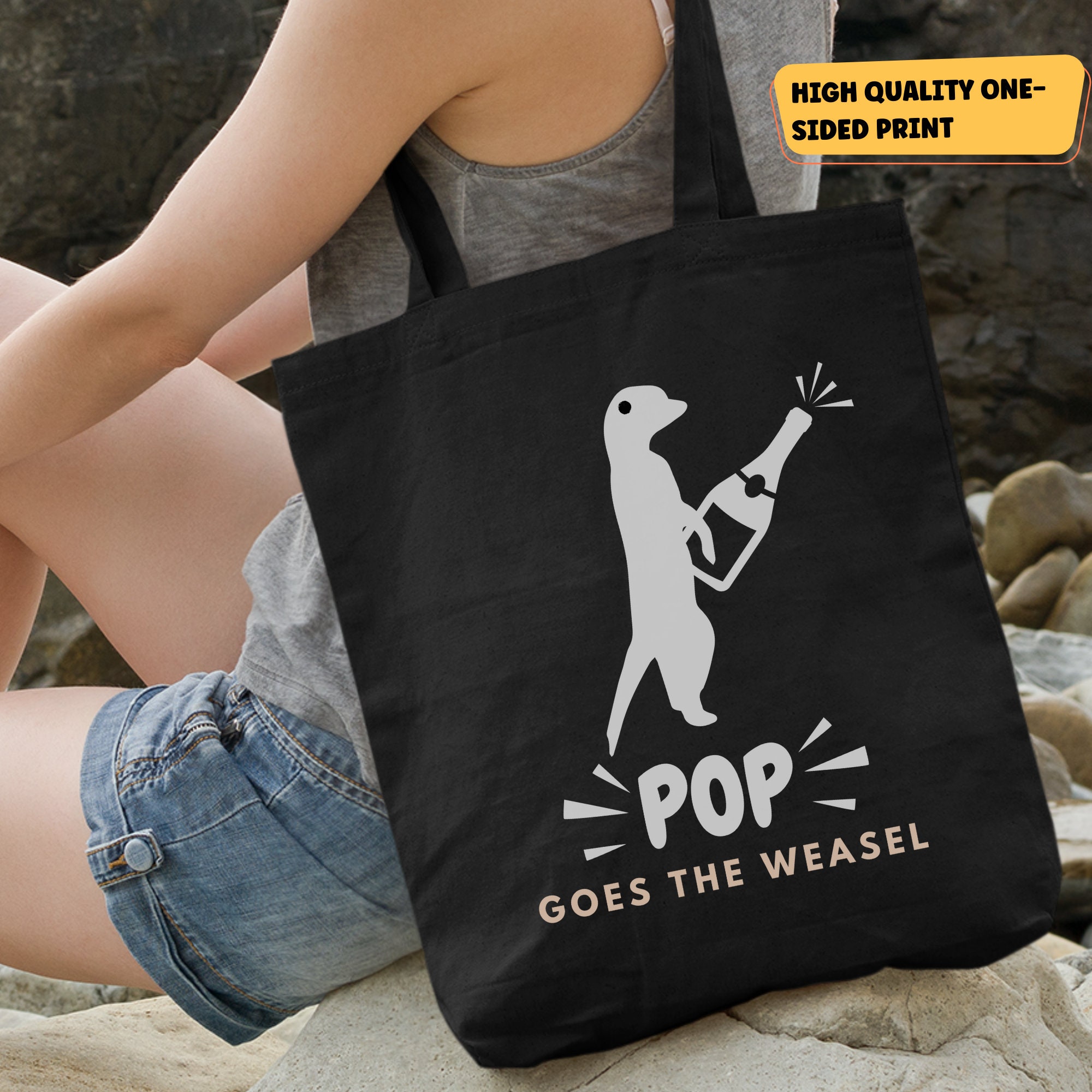 Funny Weasel Premium Canvas Tote Bag Gifts for Weasel Lover Cheeky Crying Weasel Screeching ...