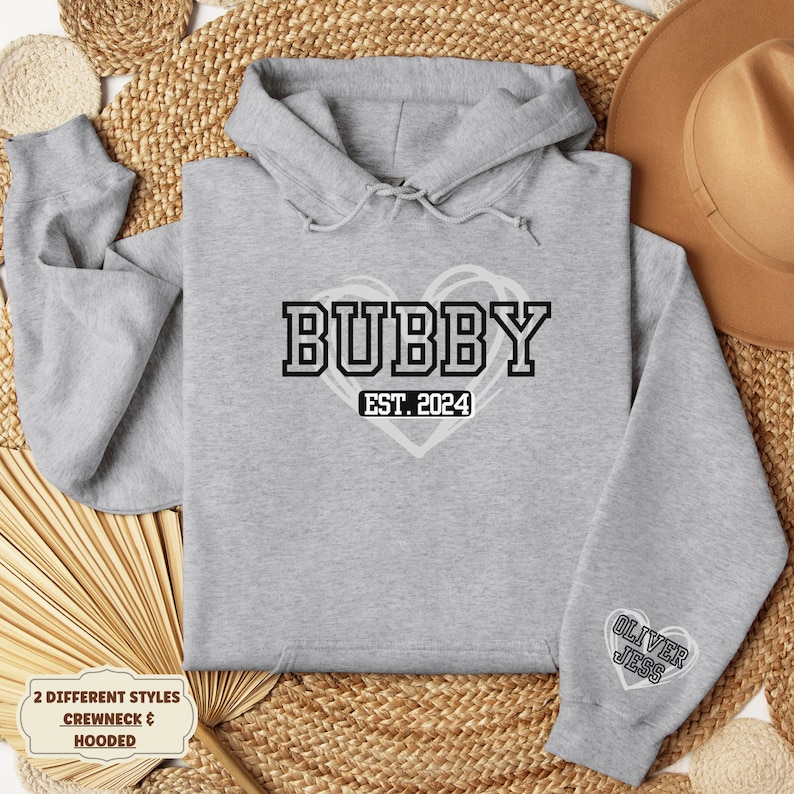 Personalized Bubby Sweatshirt With Grandkids Names on Sleeve Gift for ...