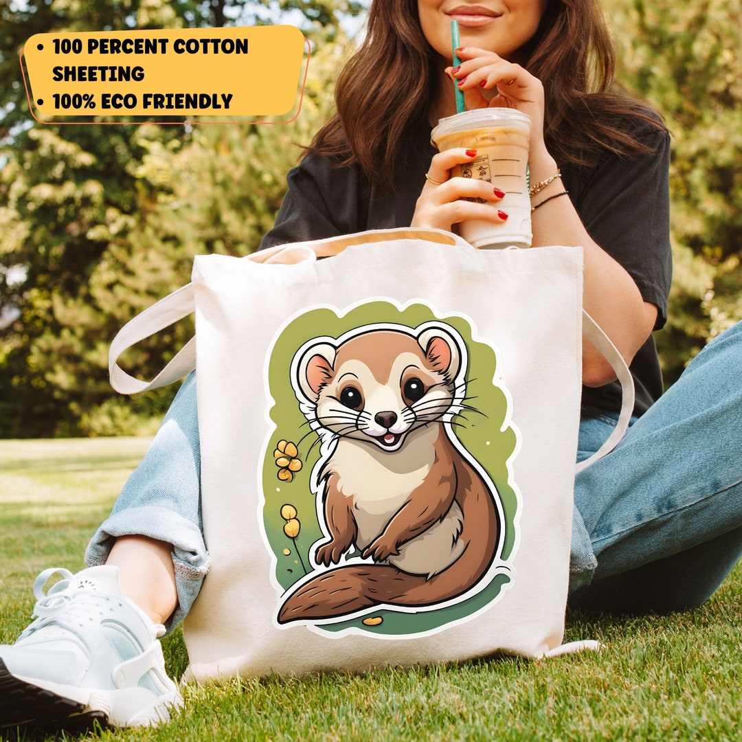 Funny Weasel Premium Canvas Tote Bag Gifts for Weasel Lover Cheeky ...