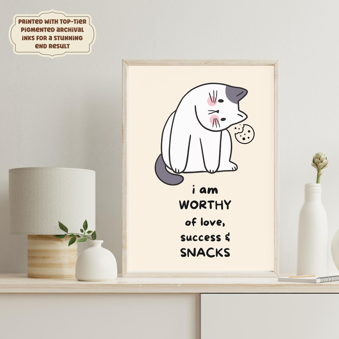 Positive Affirmation Poster | Funky Cat Art Print, Office Decor - Etsy