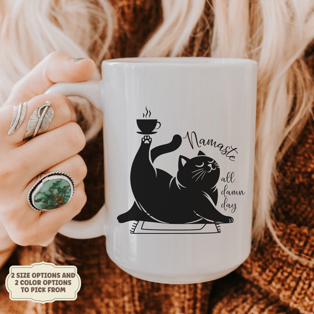 Punny Funny Cat Yoga Coffee Mug Gifts for Prenatal Yoga Ashtanga ...