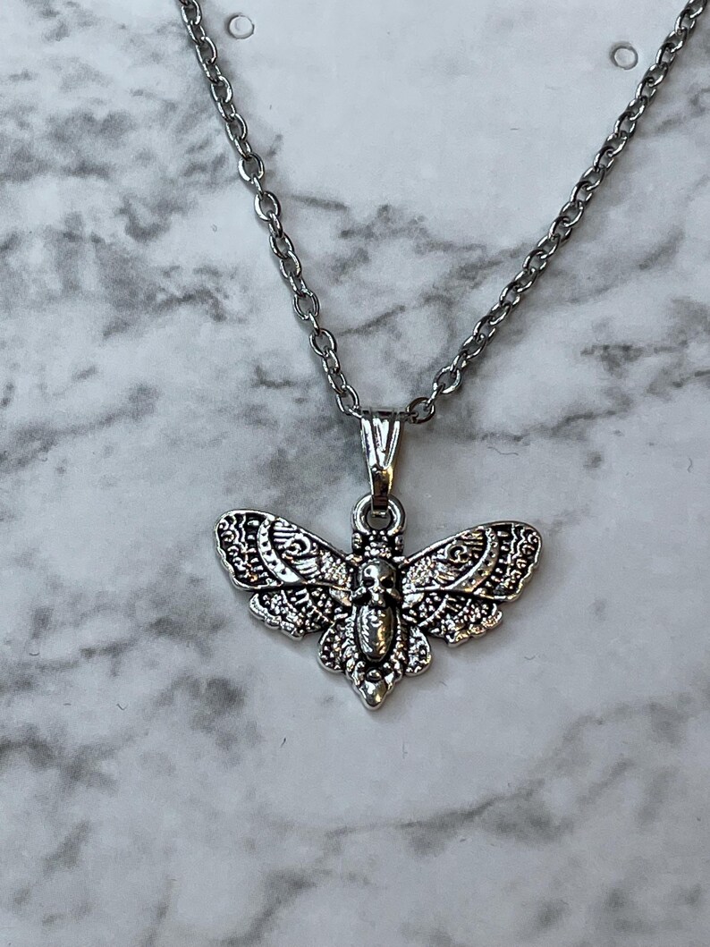 Handcrafted Silver Moth Charm Necklace Delicate Nature Inspired Pendant ...