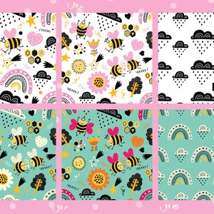 Bees Clipart & Digital Paper Set - Clip Art Set of Bees, Honeycomb ...