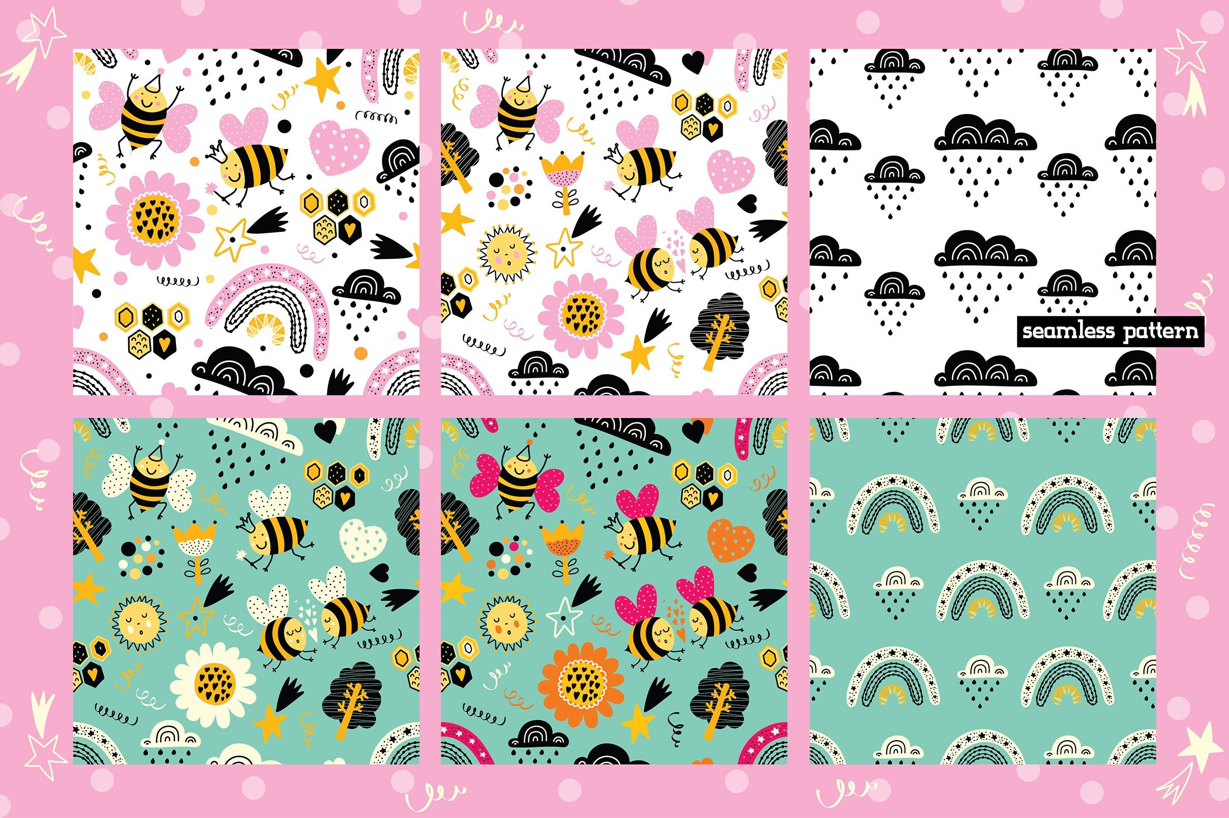 Bees Clipart & Digital Paper Set Clip Art Set of Bees - Etsy