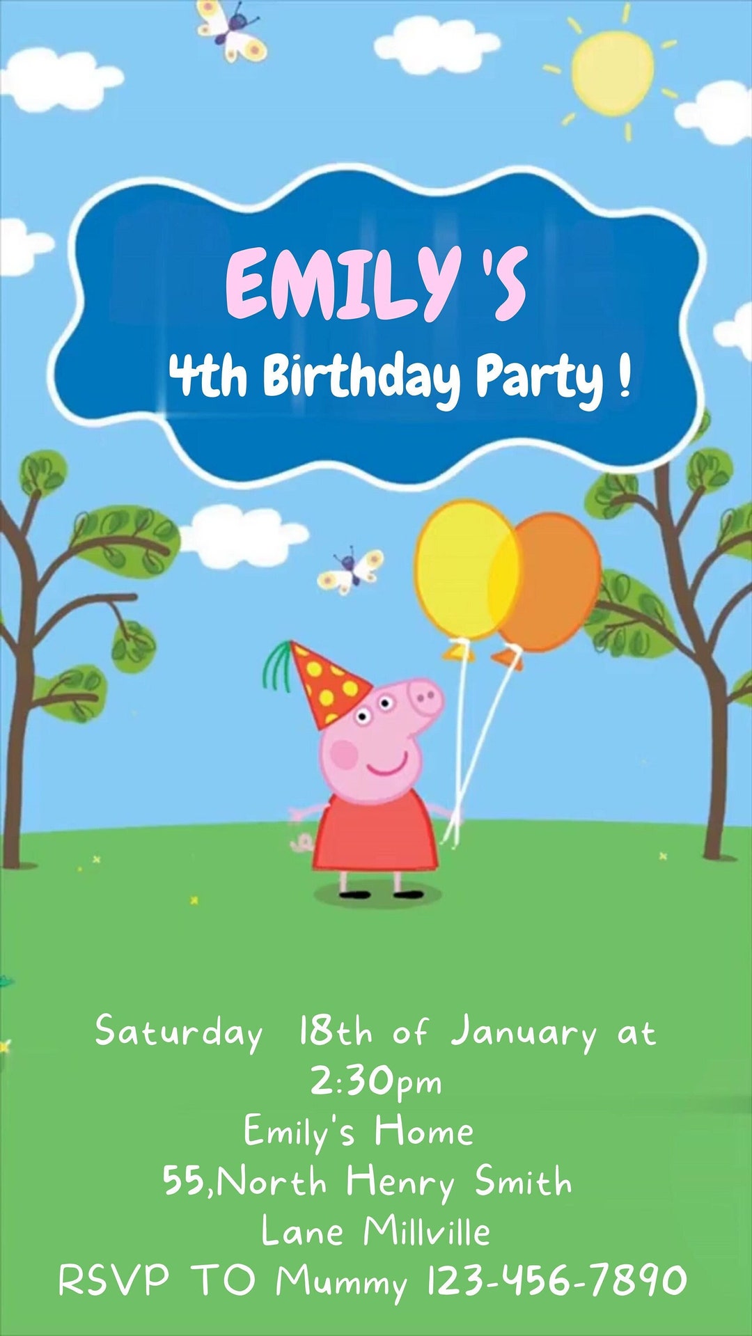 Video Invitation Peppa Happy Pig Birthday Video, Peppa Pig Animated ...