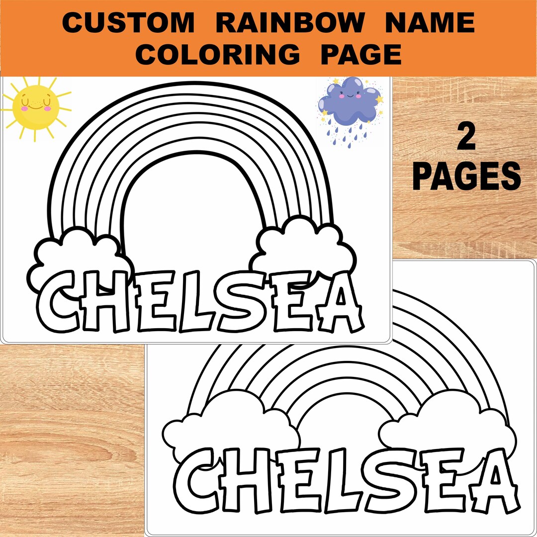 Custom Rainbow Name Coloring Page, Personalized, Colorable Sheet for ...