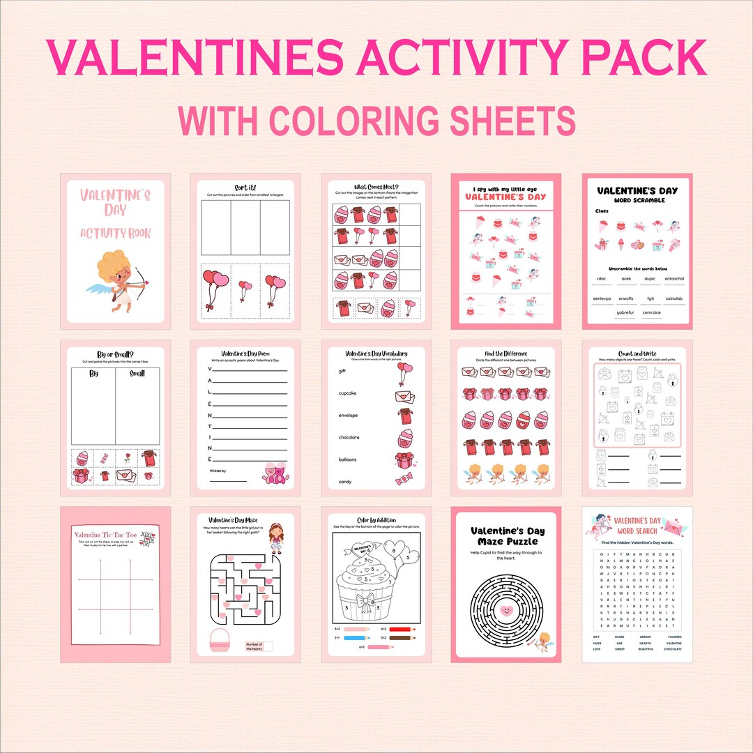 Valentines Activity Printable, Valentines Party Games, Valentines ...