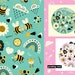 Bees Clipart & Digital Paper Set - Clip Art Set of Bees, Honeycomb ...