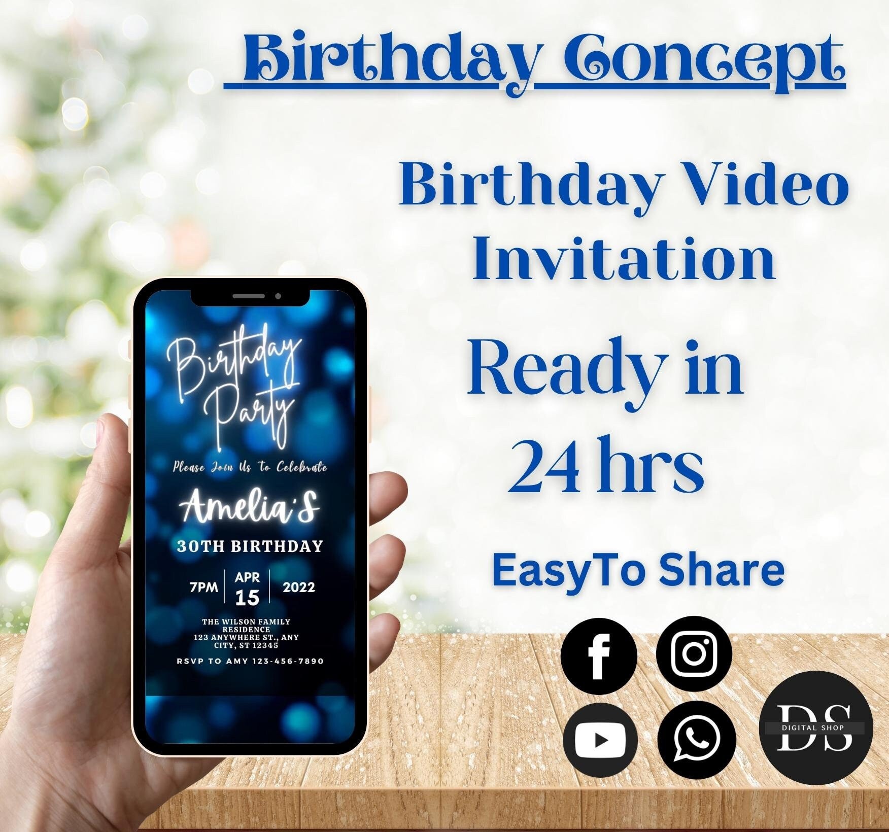 Birthday Party Invitation, Mobile Birthday Invite, Personalized ...