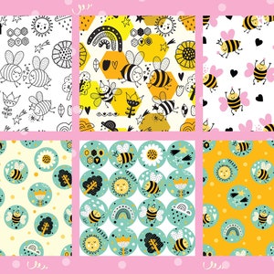Bees Clipart & Digital Paper Set - Clip Art Set of Bees, Honeycomb ...