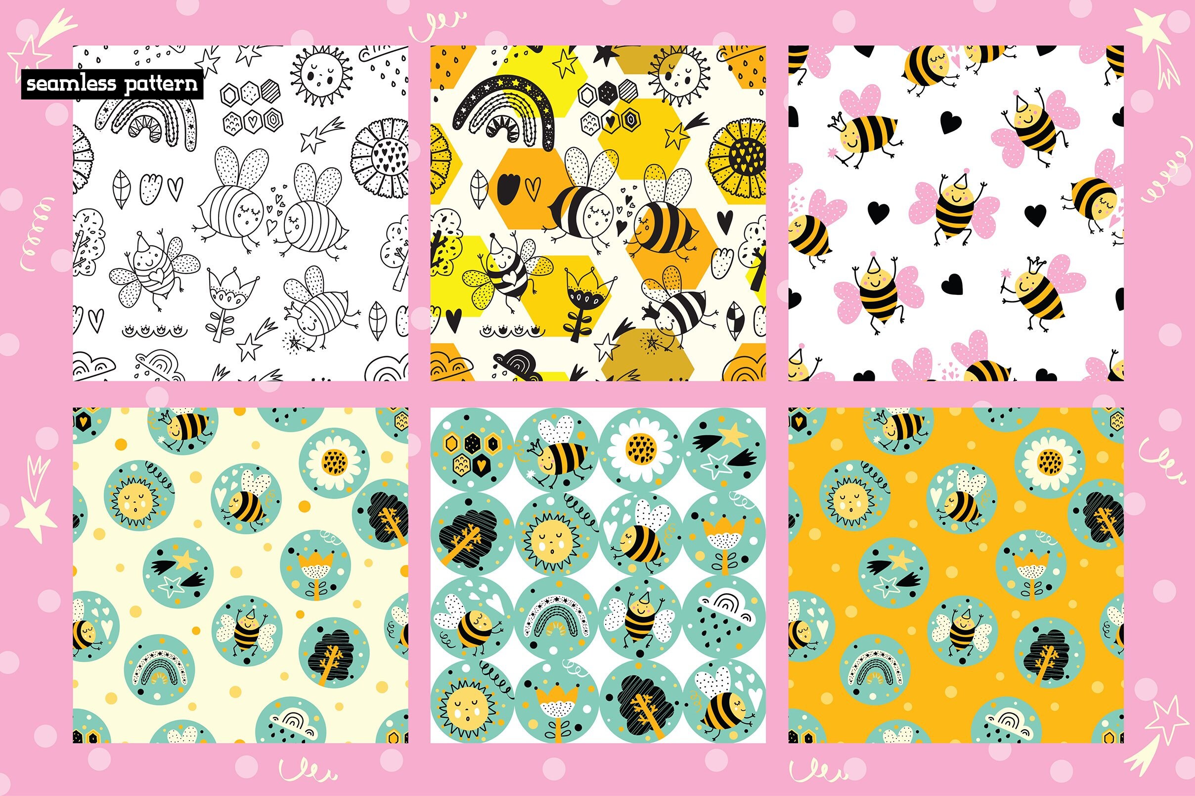 Bees Clipart & Digital Paper Set Clip Art Set of Bees - Etsy