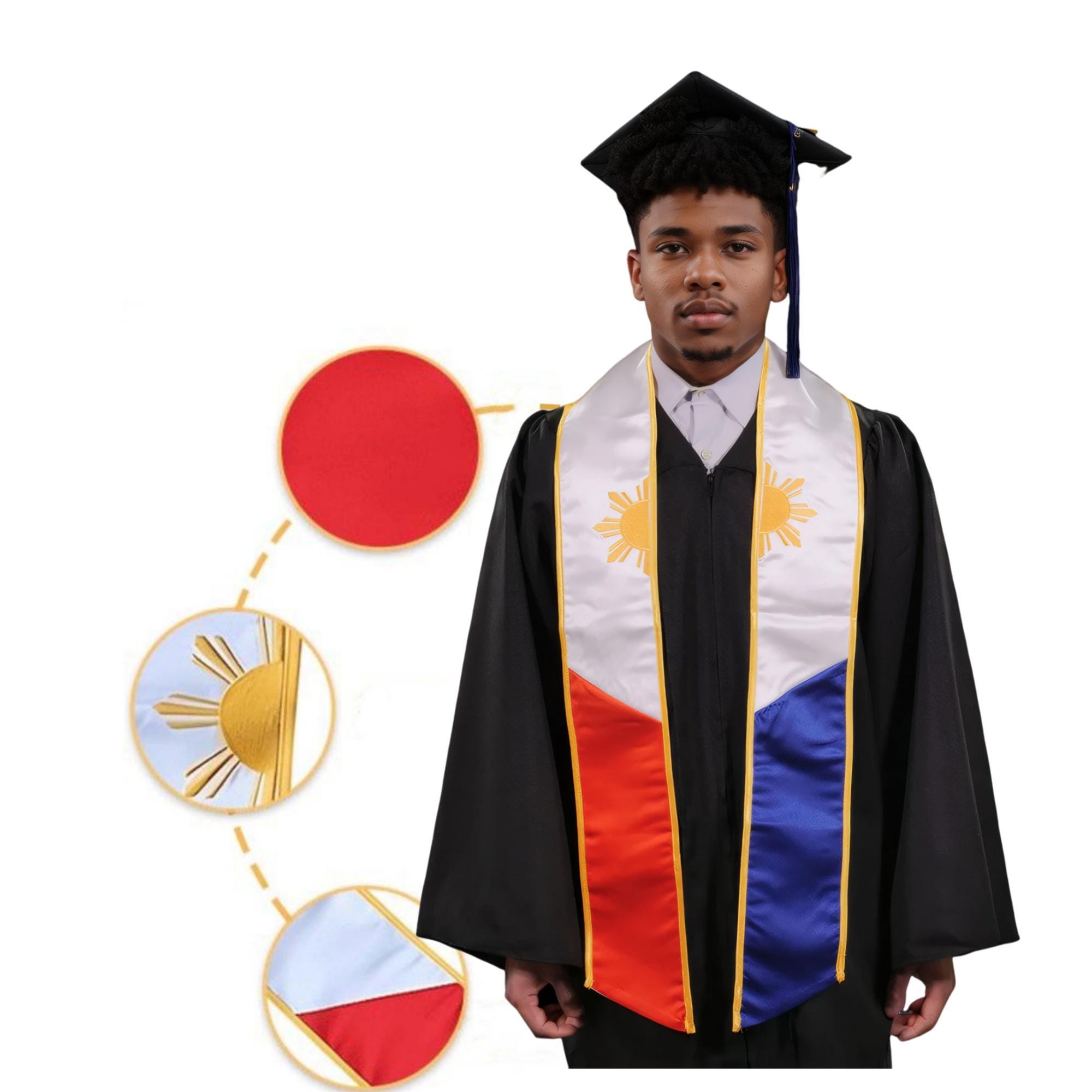 Filipino Embroidered Sash With National Flag Trim Philippines ...