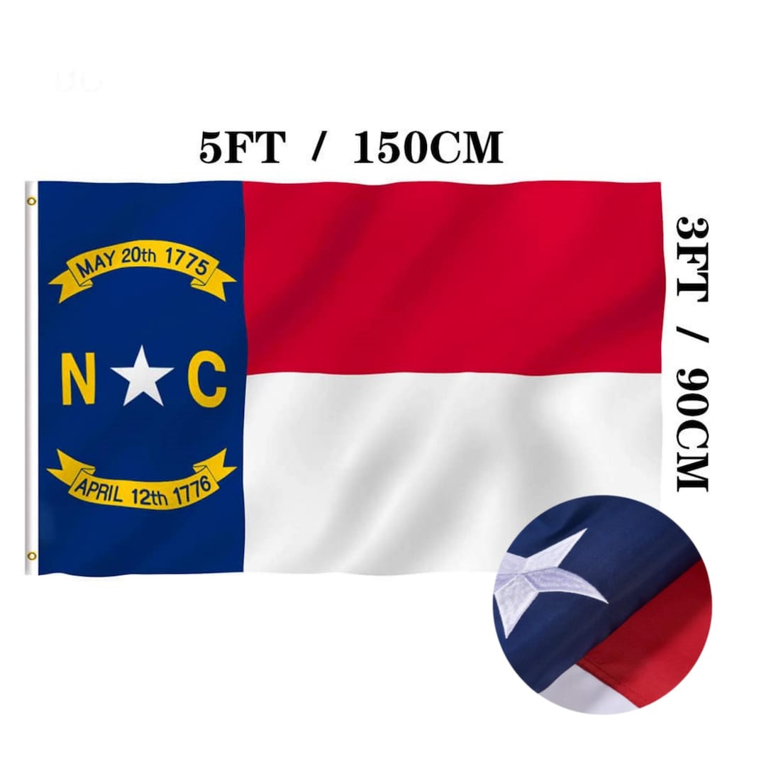 Embroidered North Carolina State Flag 3x5 Ft Heavy Duty Polyester ...
