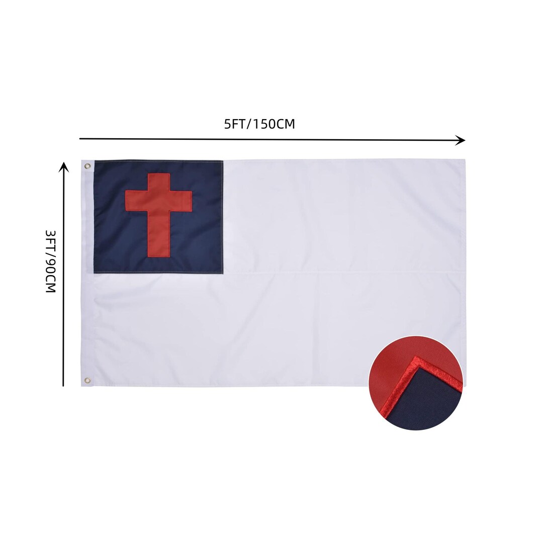 Embroidered Christian Flag 3x5ft Christianity Cross Church Jesus Faith ...
