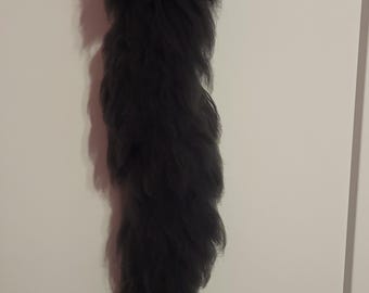 Long Fluffy Black Yarn Tail With White Tip - Etsy