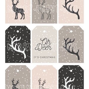 Oh Deer It's Christmas Printable Gift Tags Christmas - Etsy