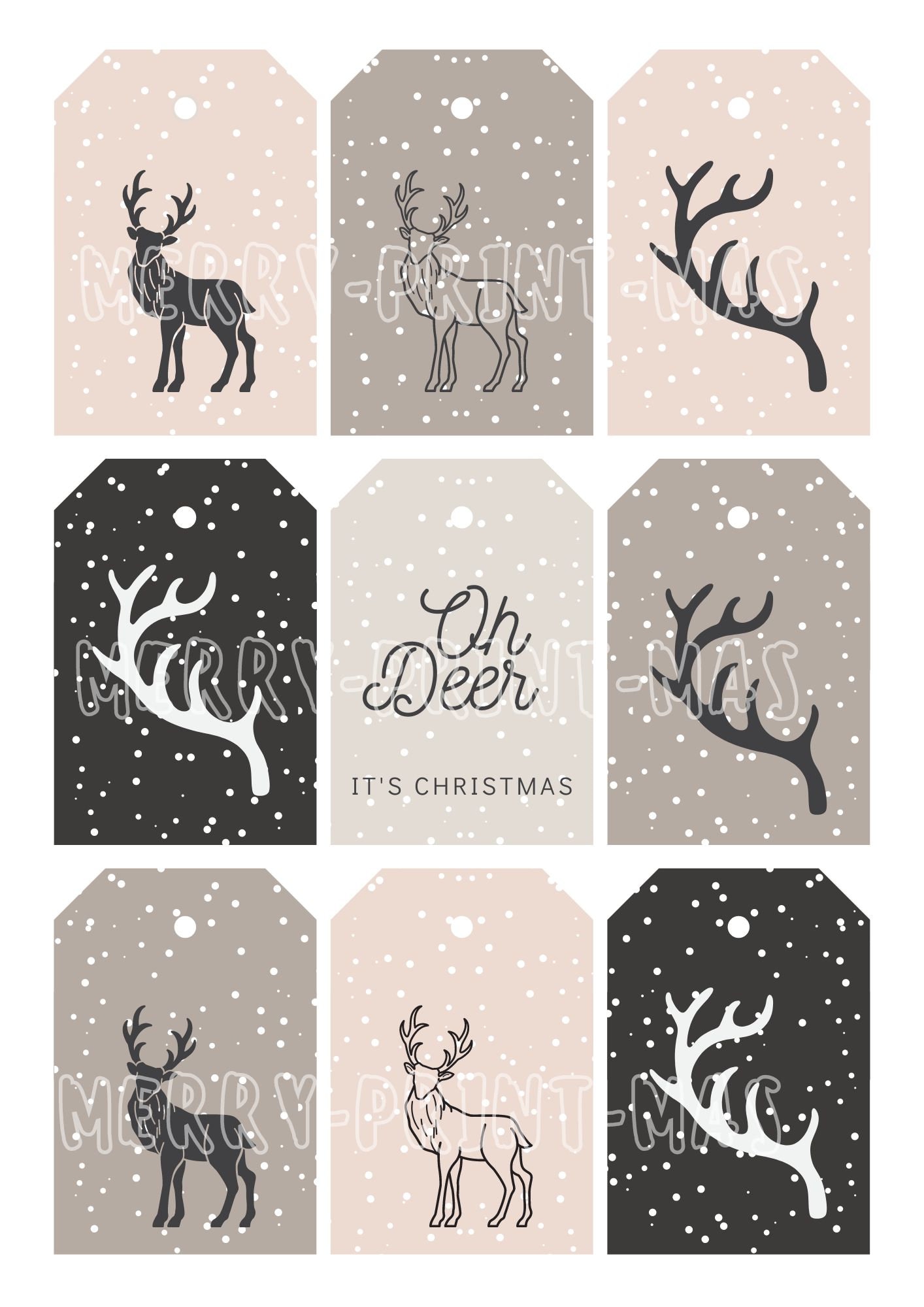 Oh Deer It's Christmas Printable Gift Tags Christmas - Etsy