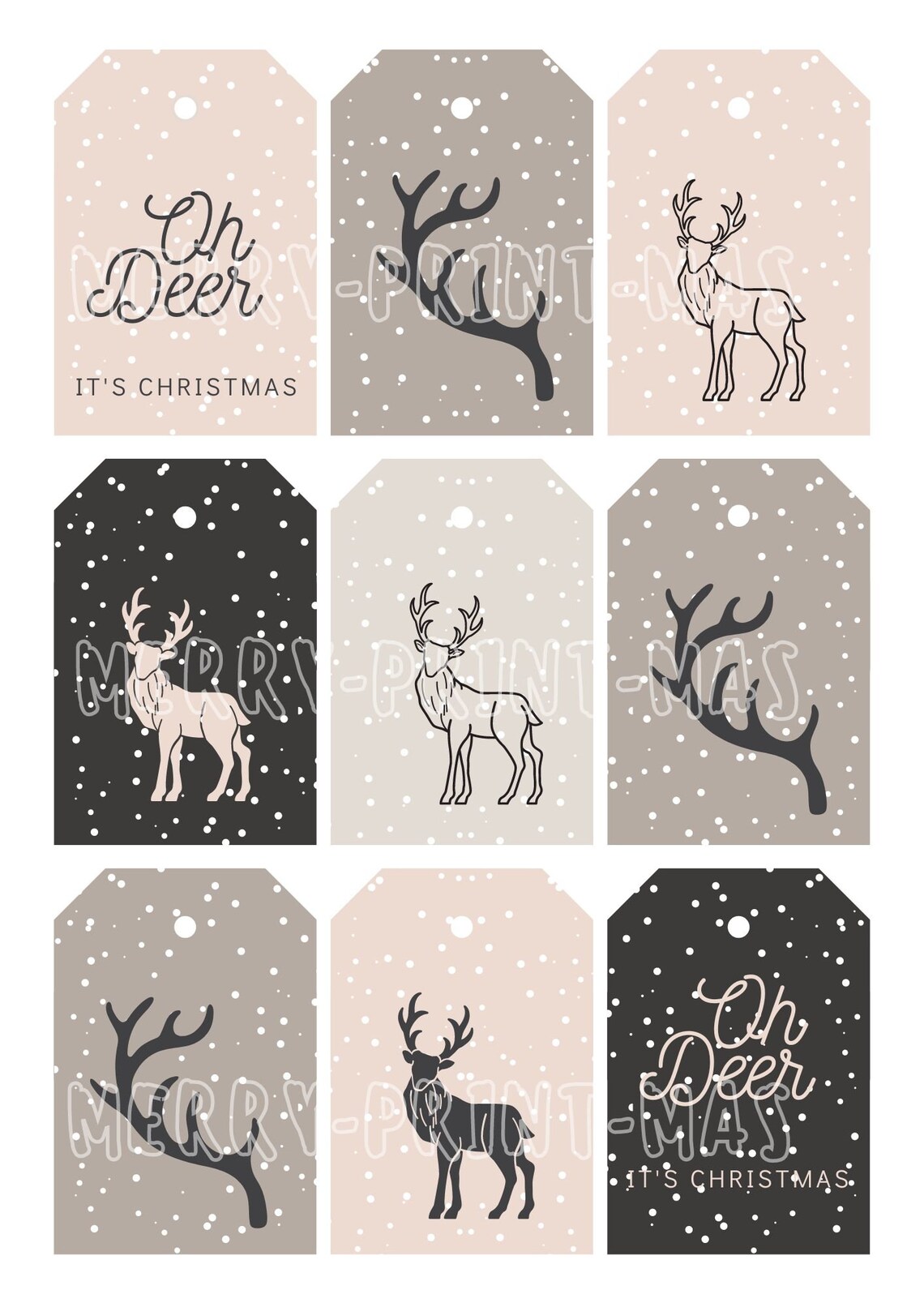 Oh Deer It's Christmas Printable Gift Tags Christmas - Etsy