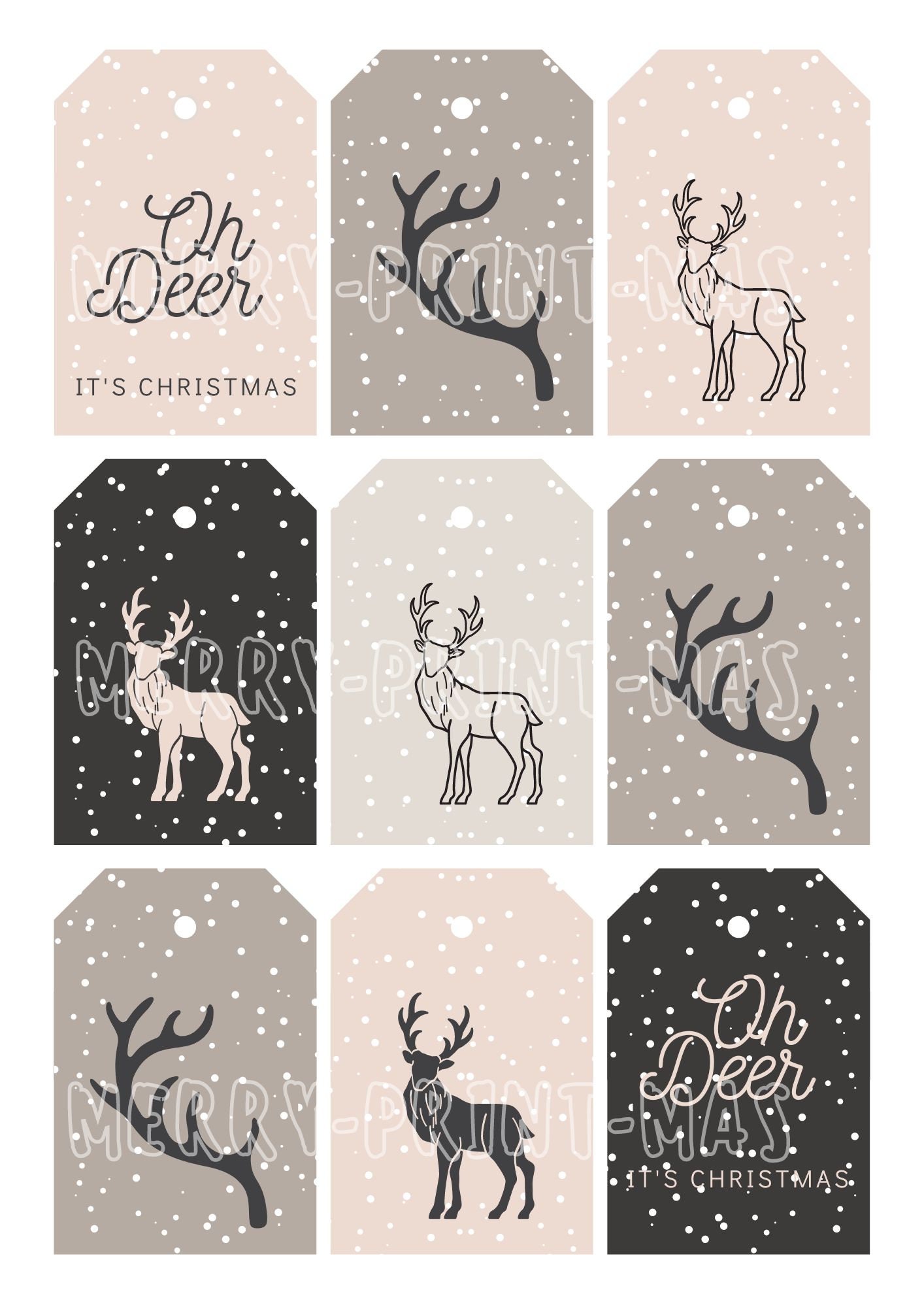 Oh Deer It's Christmas Printable Gift Tags Christmas - Etsy