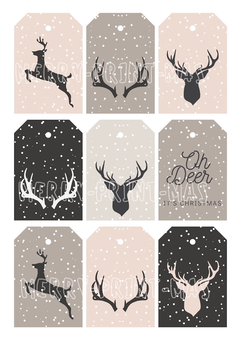 Oh Deer It's Christmas Printable Gift Tags Christmas - Etsy