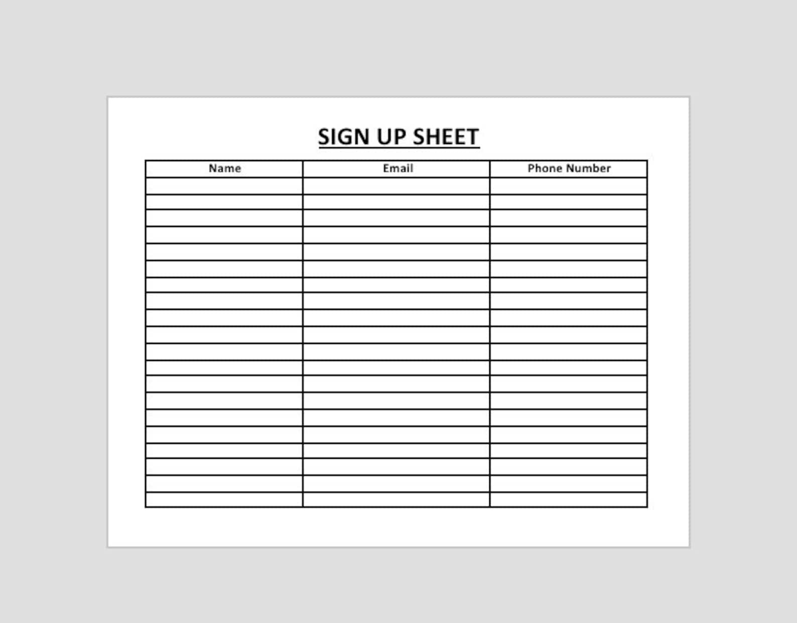 Sign up Sheet. Personal/business Sign up Template Log, Template ...