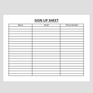 Sign up Sheet. Personal/business Sign up Template Log, Template ...