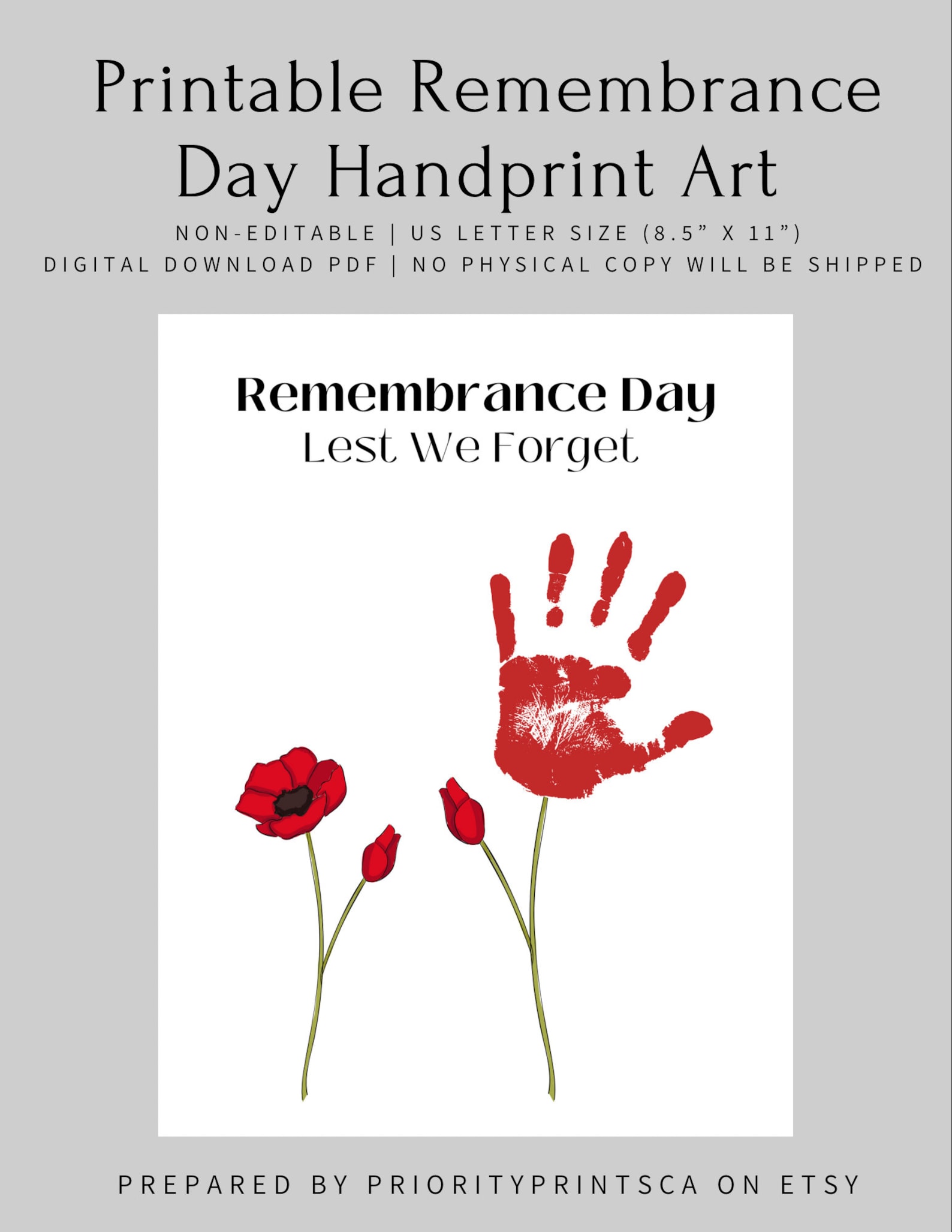 Remembrance Day Handprint Art Activity for Children | Lest We Forget ...