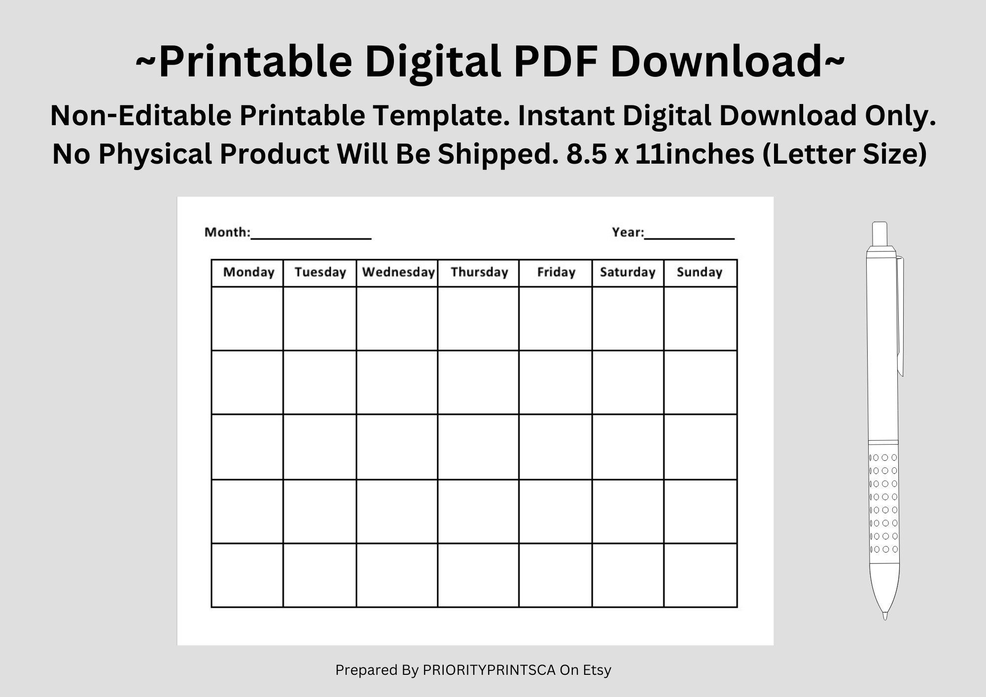 Monday Start Calendar. Blank Calendar, Monday Start Calendar ...