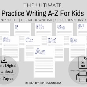 Printable Practice Writing A-Z for Kids, Tracing, Writing, Spelling ...