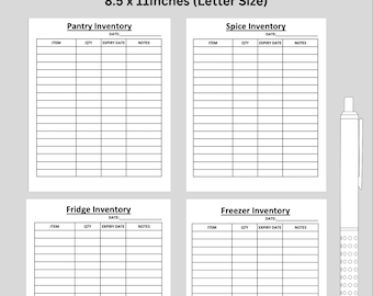 Kitchen Inventory Printable Pantry Fridge and Freezer - Etsy