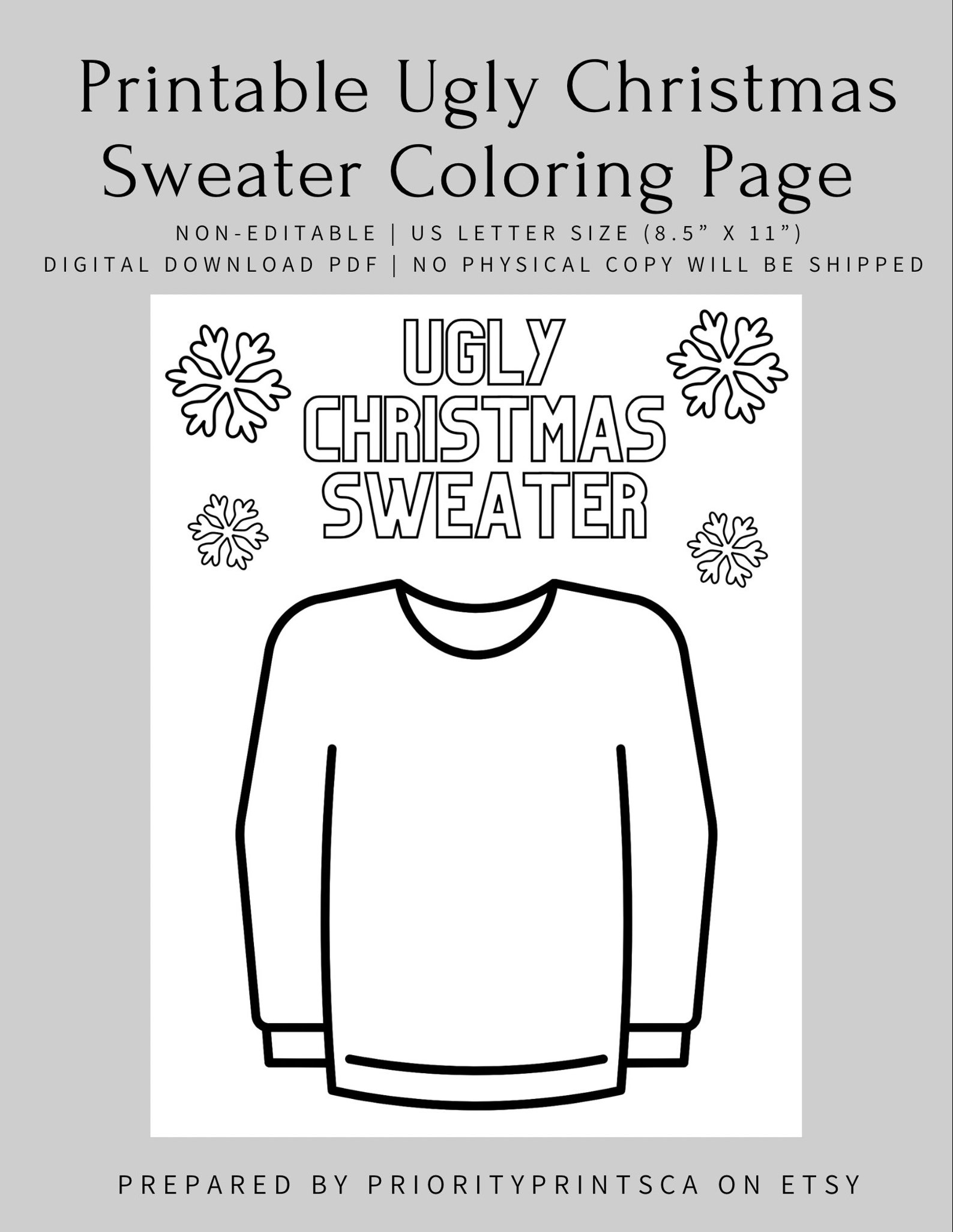 Ugly Christmas Sweater Coloring Page (digital Download) - Etsy