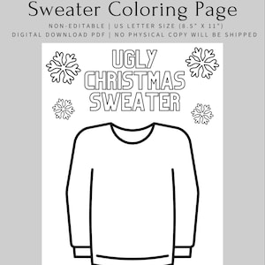 Ugly Christmas Sweater Coloring Page (digital Download) - Etsy