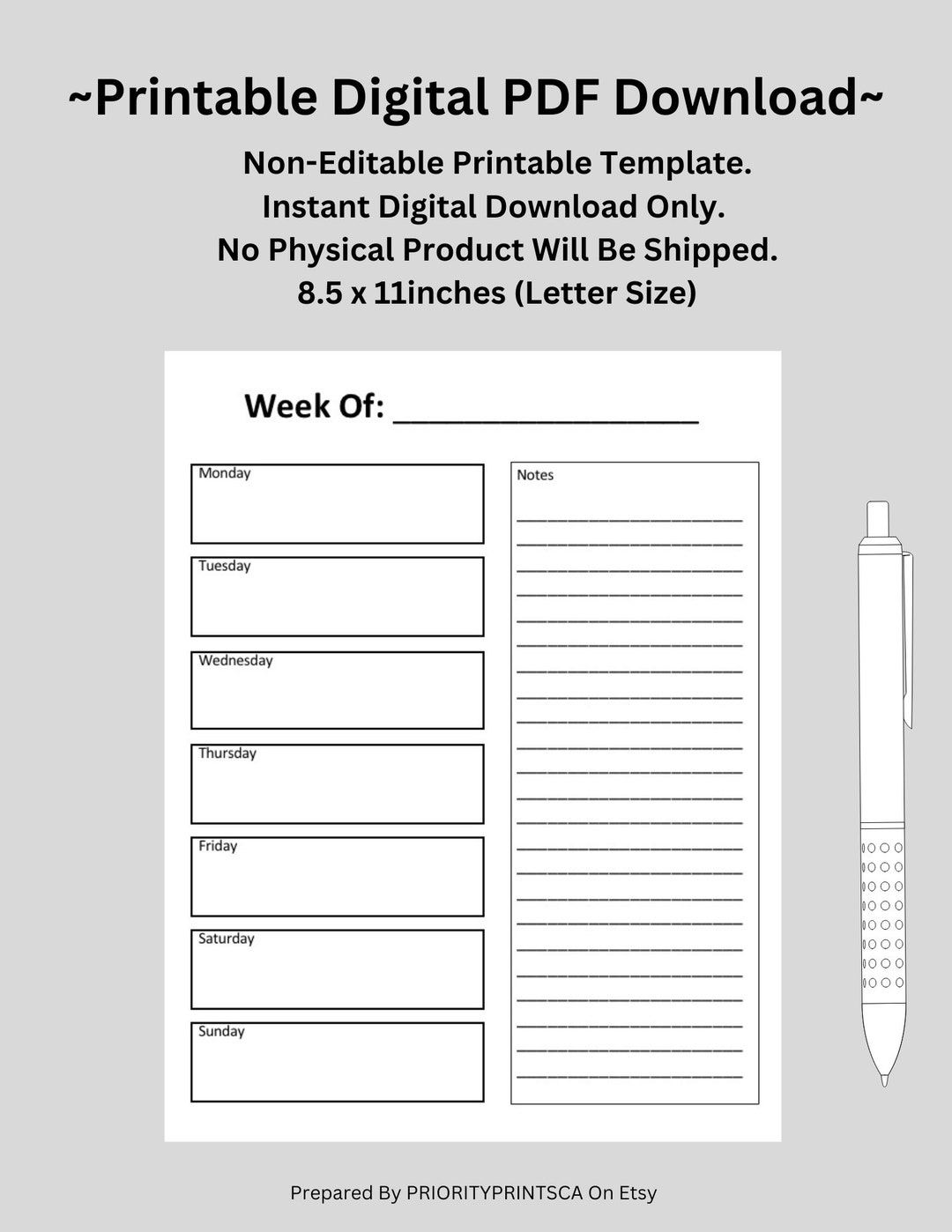 Weekly Planner Productivity, Organization, Weekly Planner Chart ...