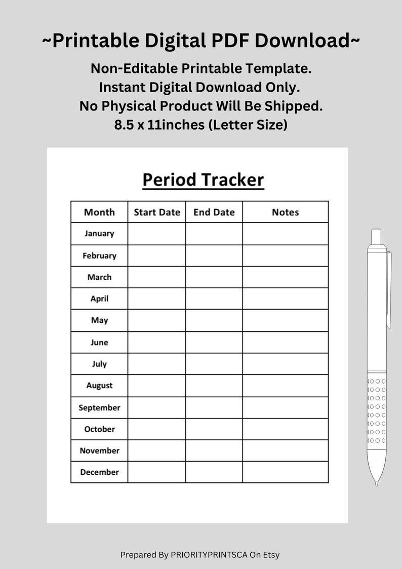 Period Tracker Sheet. Period Tracker. Menstruation Tracker ...