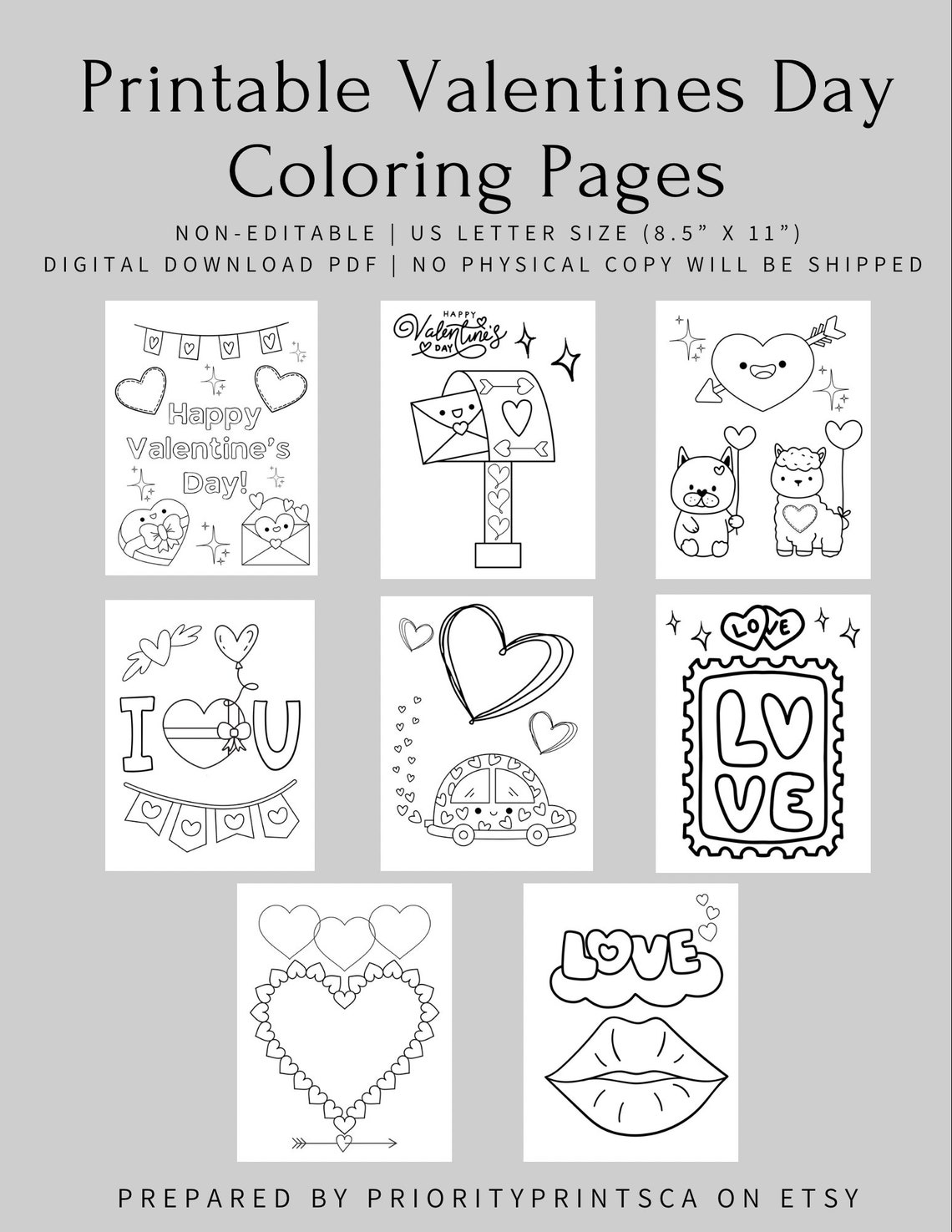 Printable Valentines Day Coloring Pages - Etsy