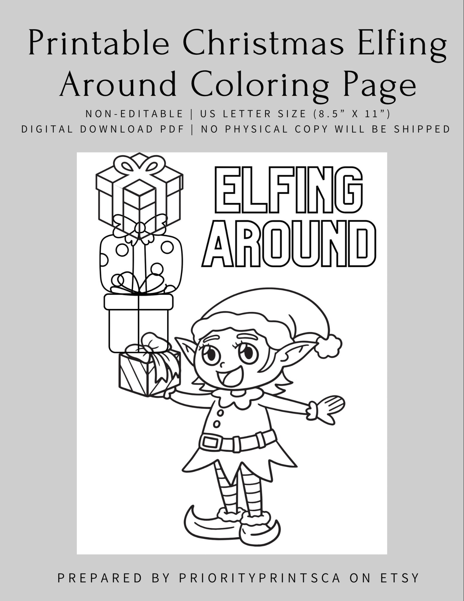 Elfing Around Coloring Page | Christmas Coloring Page | Digital ...