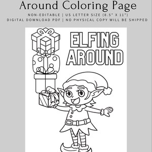 Elfing Around Coloring Page | Christmas Coloring Page | Digital ...