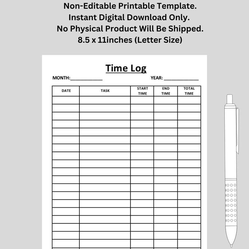 Printable Time Log - Etsy