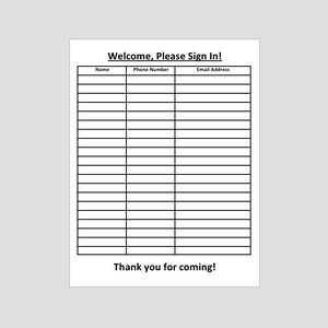 Open House Sign in Sheet | Printable | US Letter Size | Digital ...