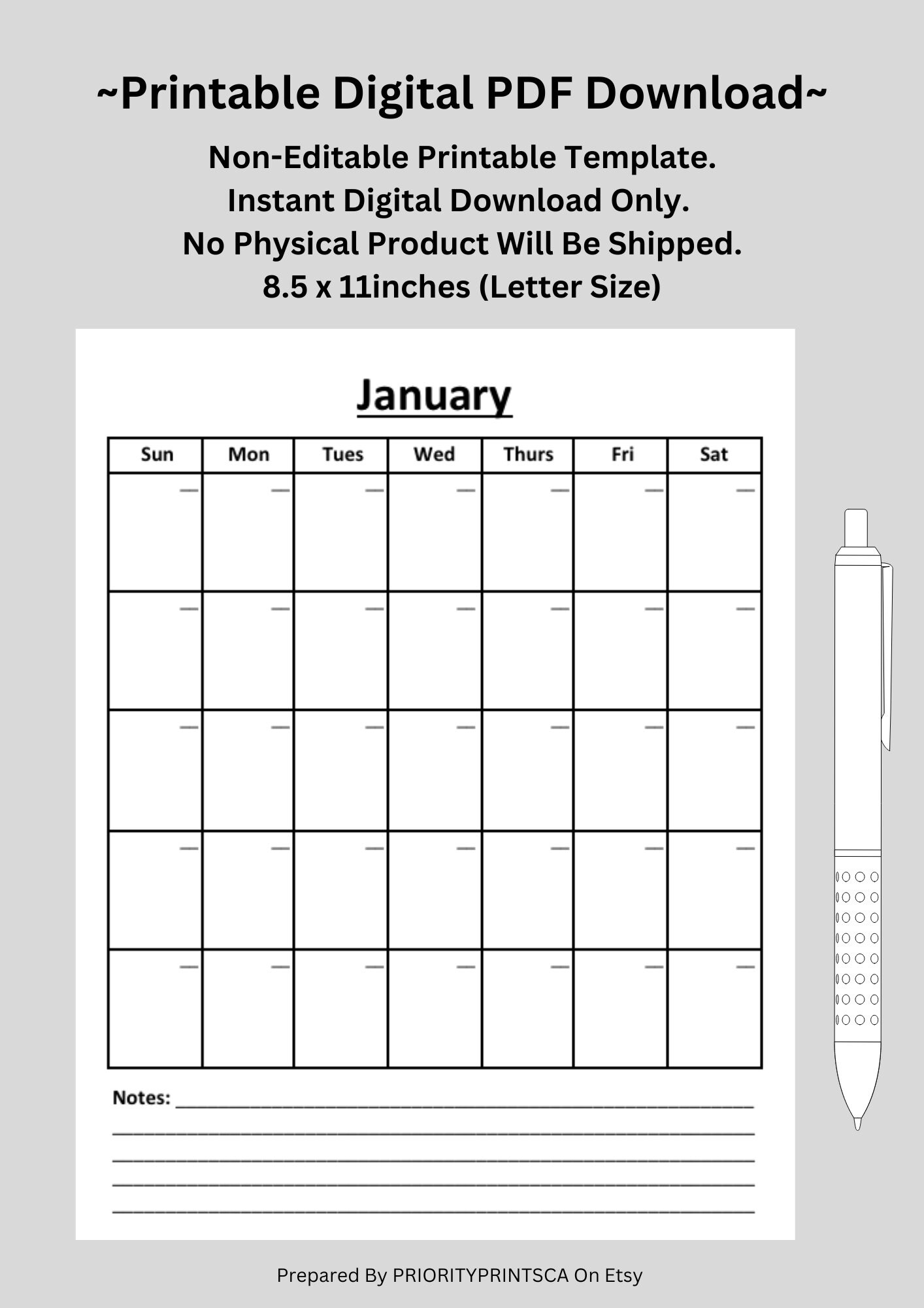 Ultimate Monthly Calendar Sunday and Monday Start, Annual Planner ...