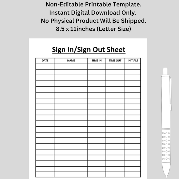 School Sign Out Sheet - Etsy