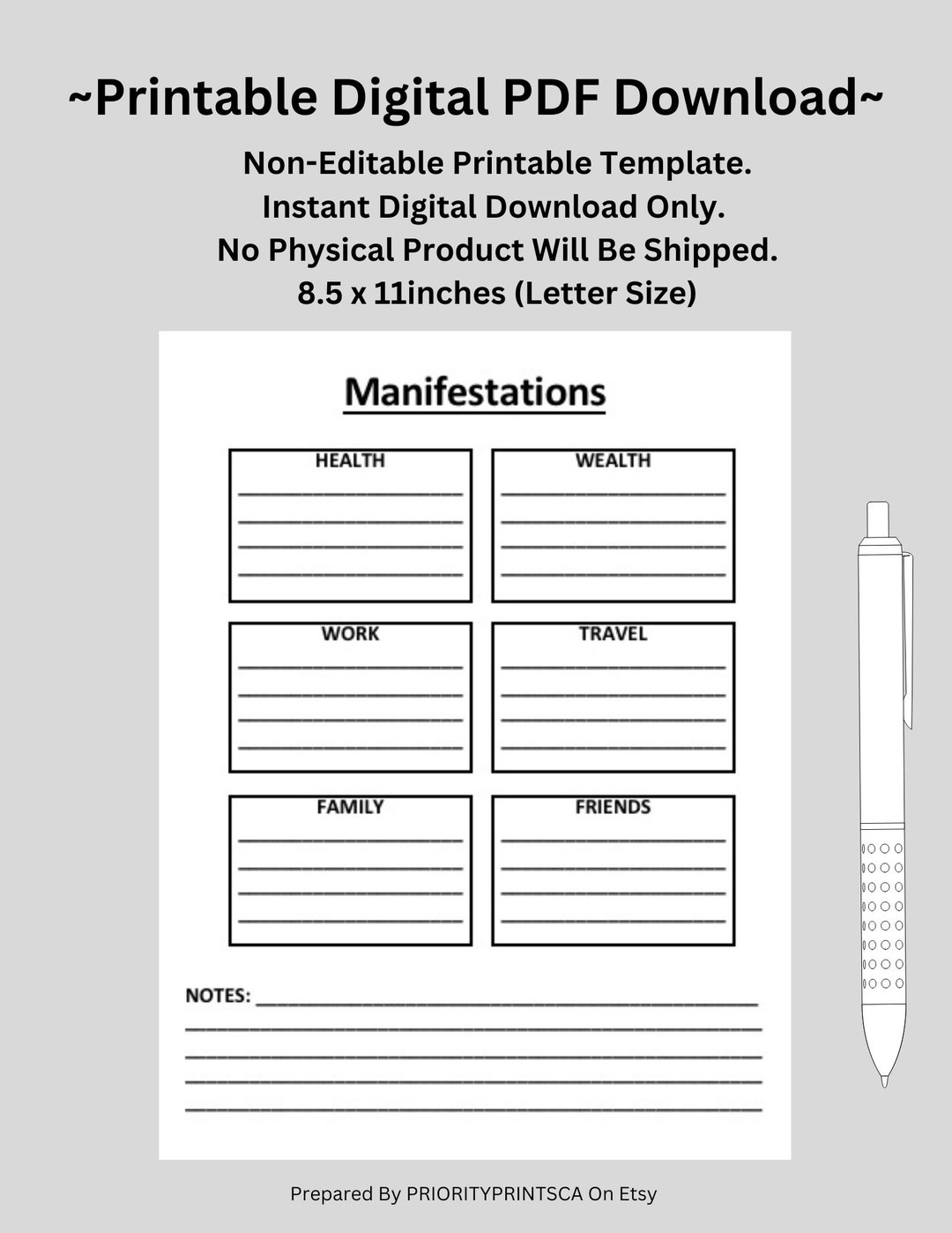 Manifestation Template | Manifest It | Goals | Printable | US Letter ...