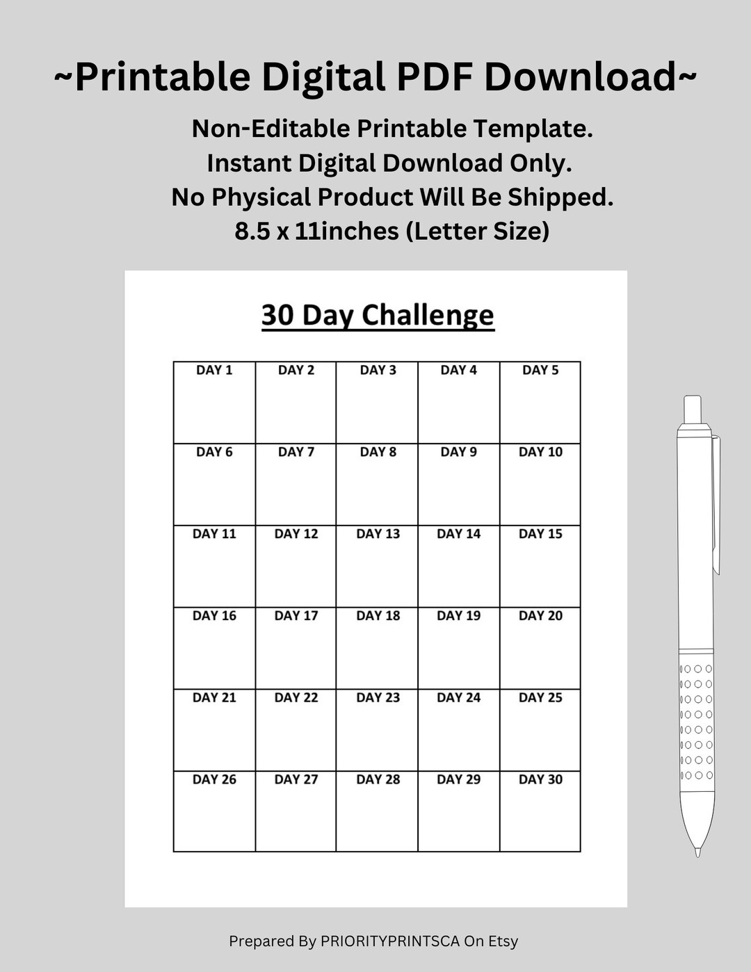 30 Day Challenge, Goal Setting, Progress Tracker, Habit Forming Log, 30 ...