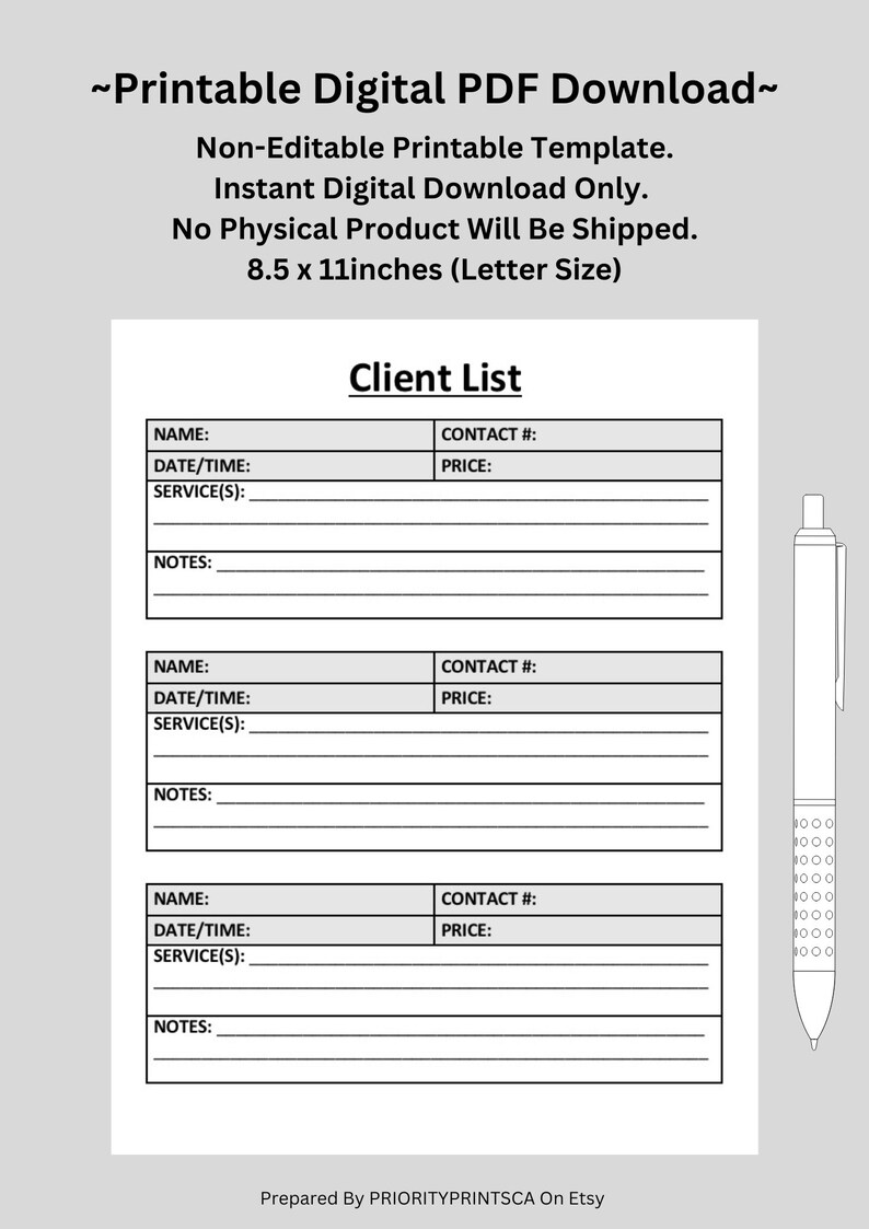 Client List Sheet, Work, Business, Organization, Preparation Sheet ...