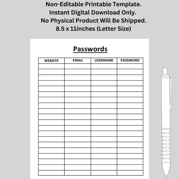 Password Tracker - Etsy