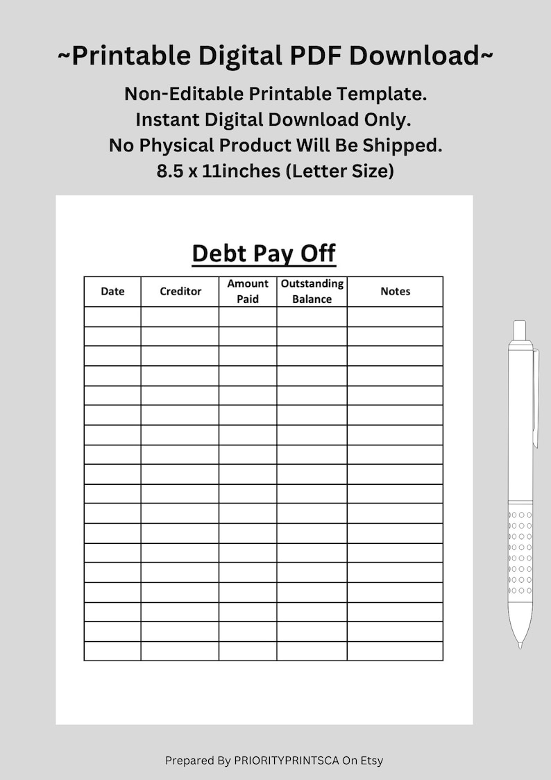 Debt Pay Off, Sheet Debt Tracker, Debt Snowball, Personal Finance Log ...
